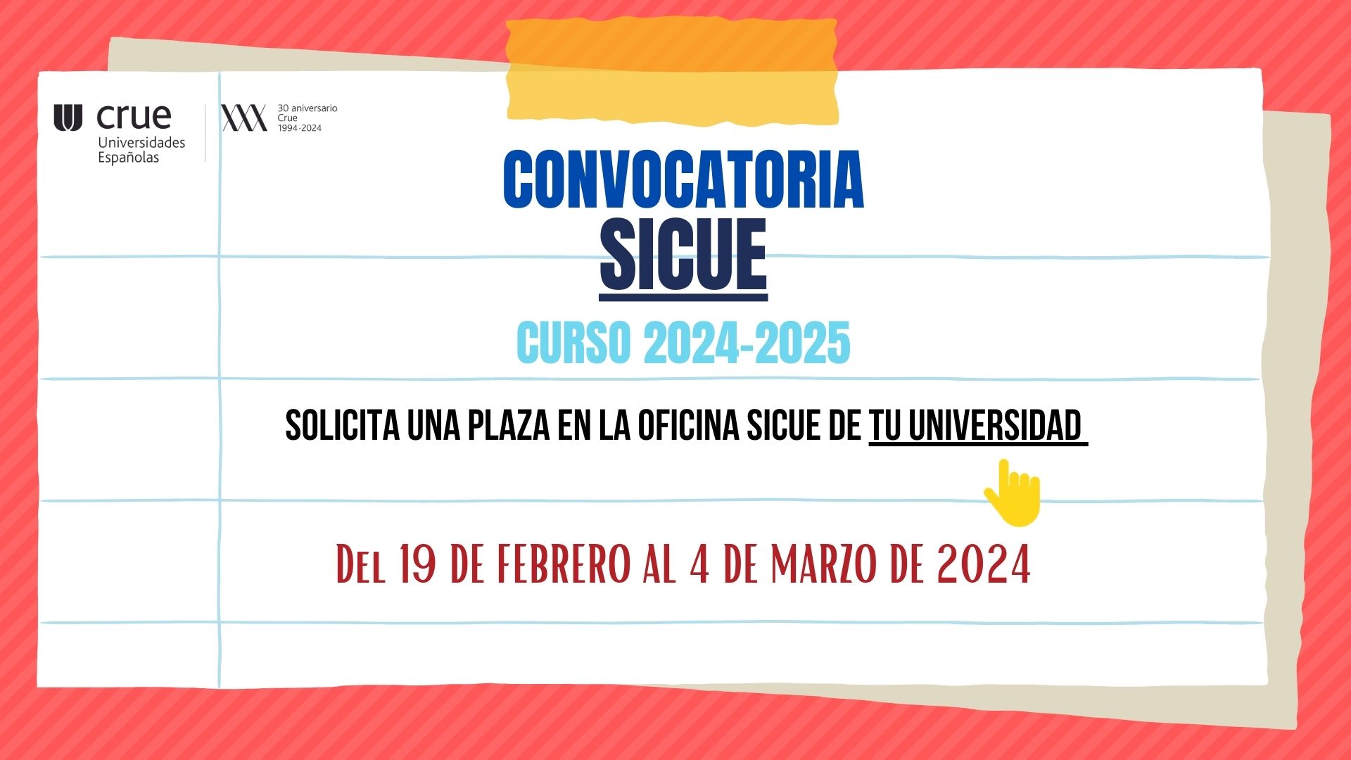Abierto el plazo de solicitud del programa de movilidad SICUE para el curso 2024-2025 - CRUE